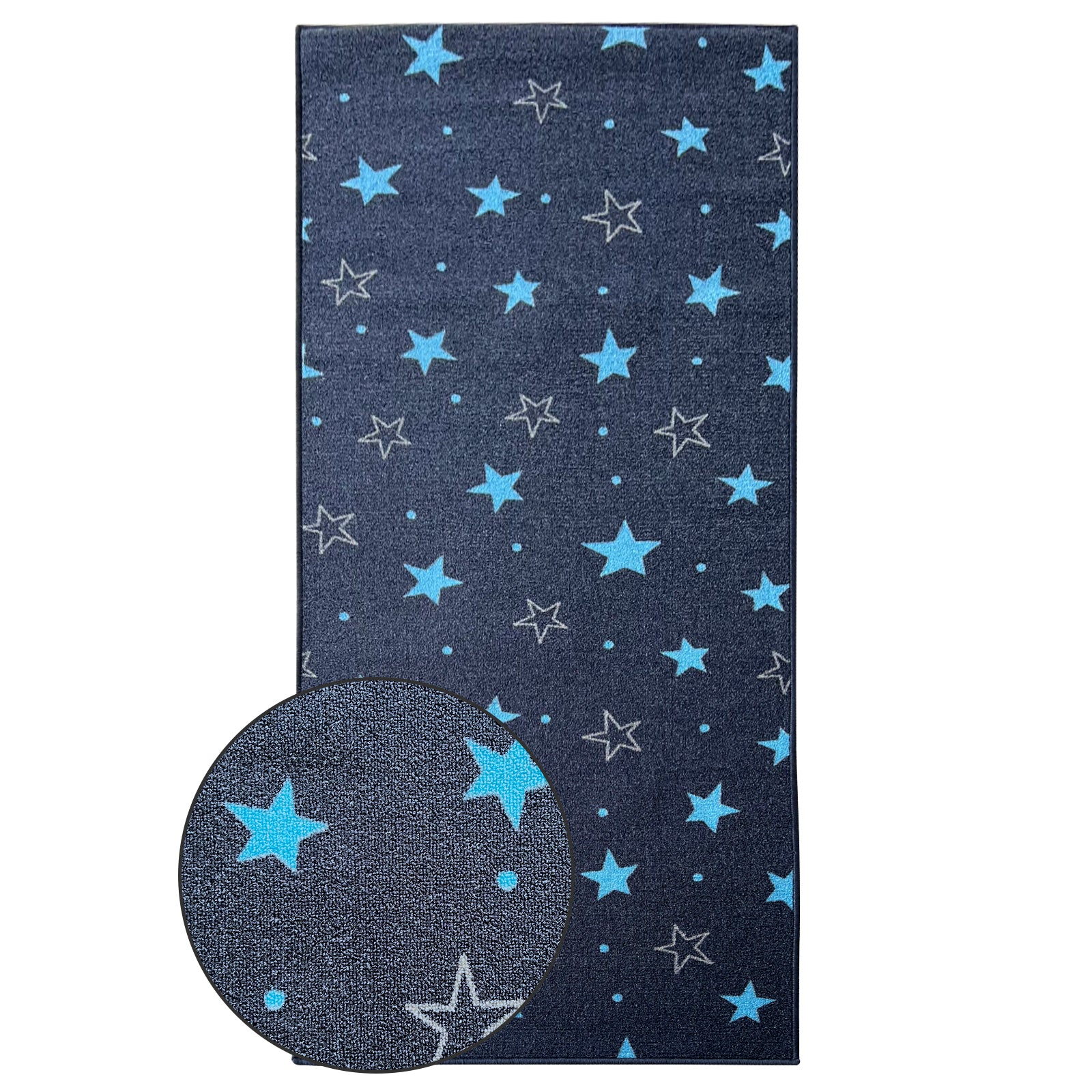 Teppichläufer Dots&Stars | Kinderteppich für Jungen und Mädchen | Robu